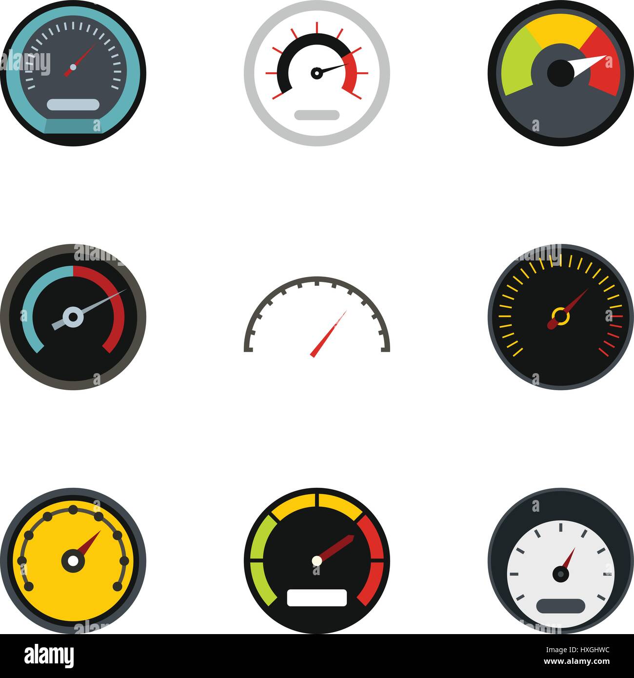 Speed measurement icons set, flat style Stock Vector Image & Art - Alamy