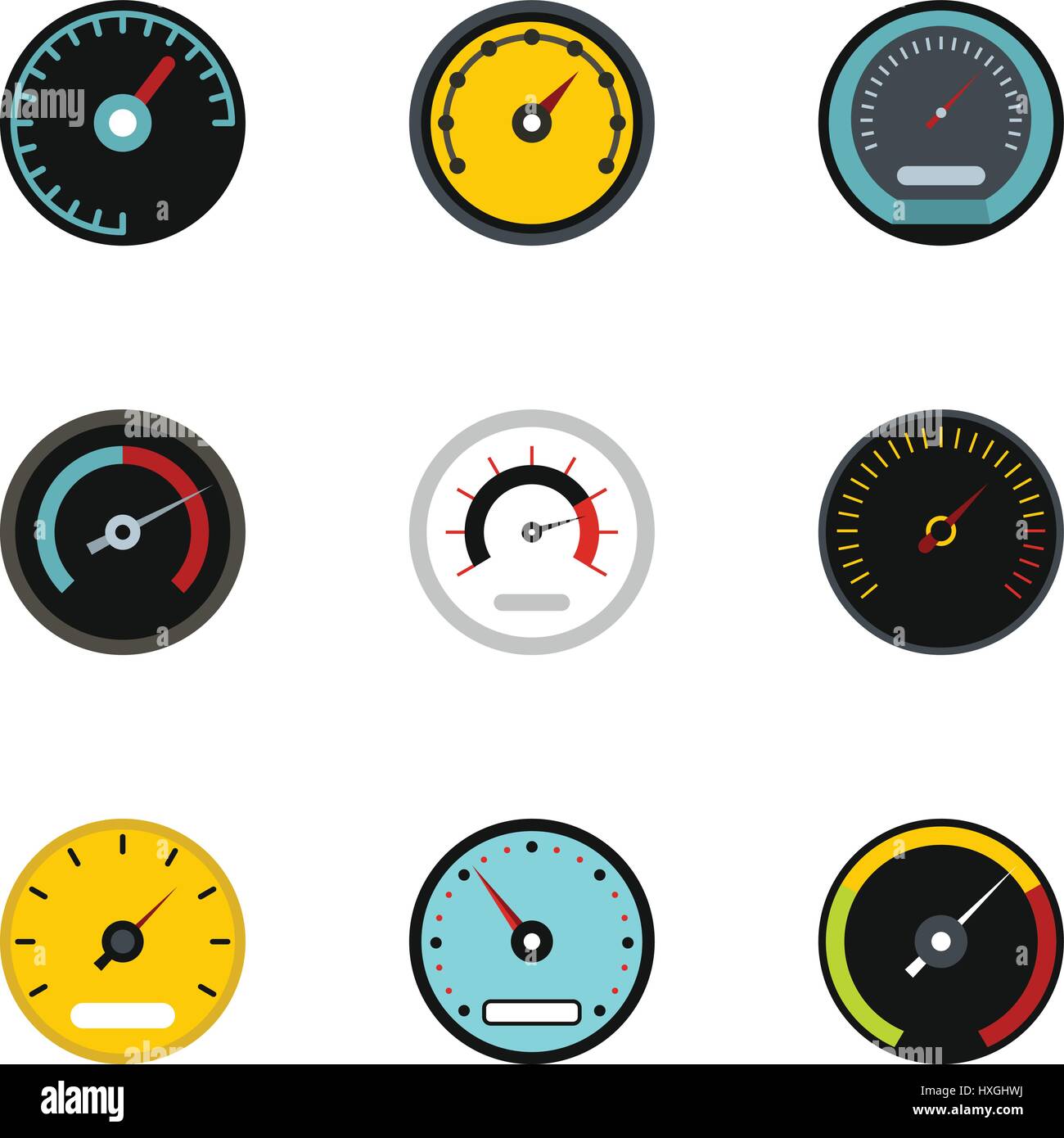 Engine speedometer icons set, flat style Stock Vector Image & Art - Alamy