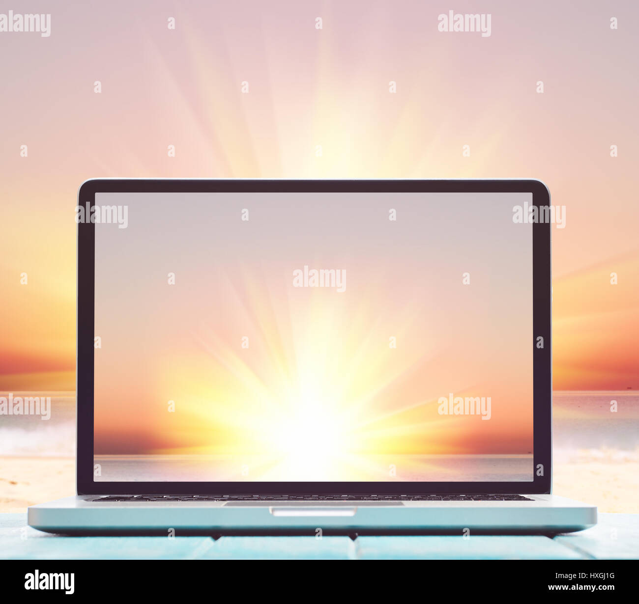 working by the seaside Stock Photo - Alamy