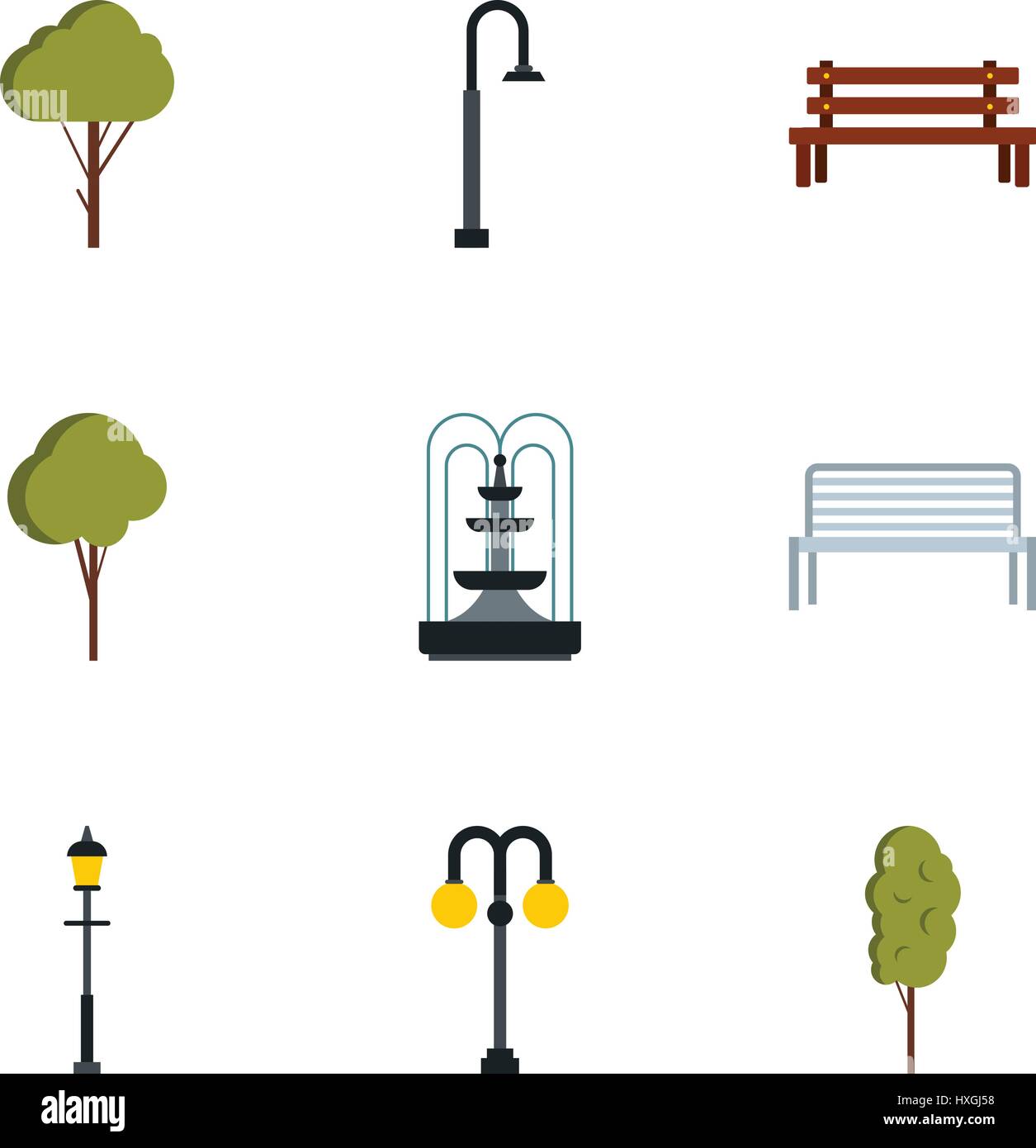 Park things icons set, flat style Stock Vector Image & Art - Alamy