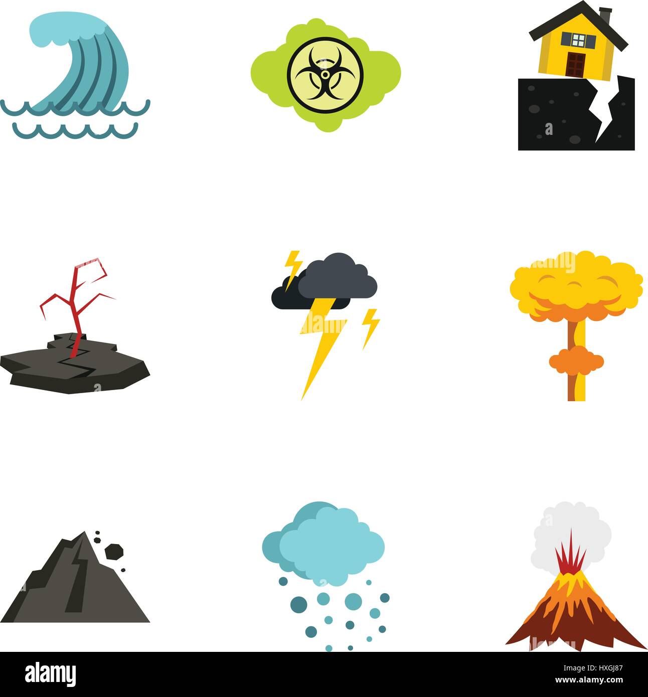 Natural disasters icons set, flat style Stock Vector Image & Art - Alamy