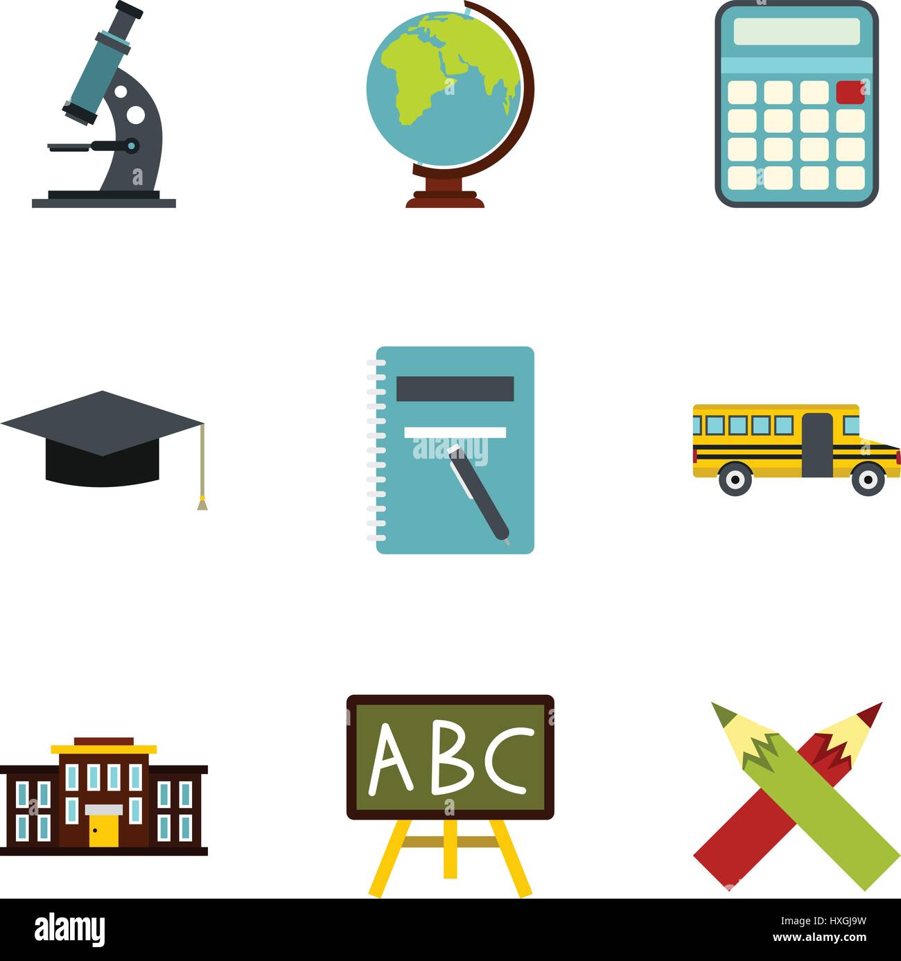 School icons set, flat style Stock Vector Image & Art - Alamy