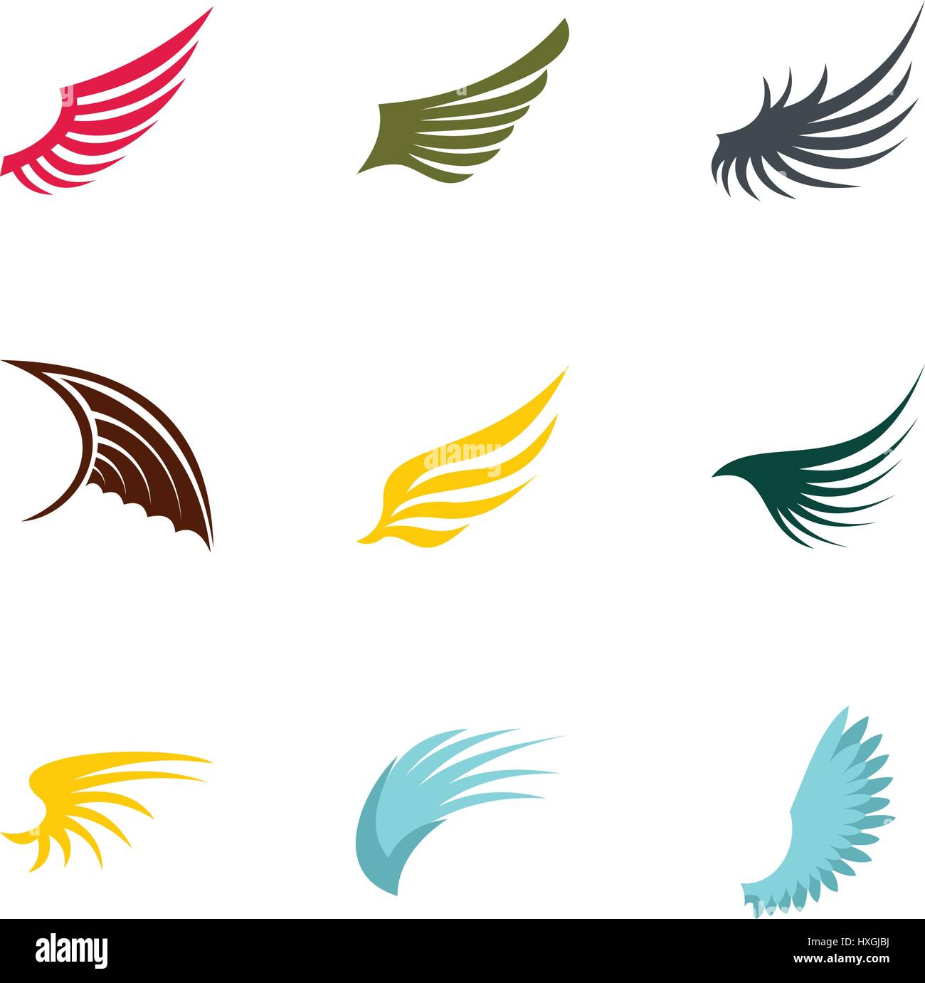 Wings icons set, flat style Stock Vector Image & Art - Alamy