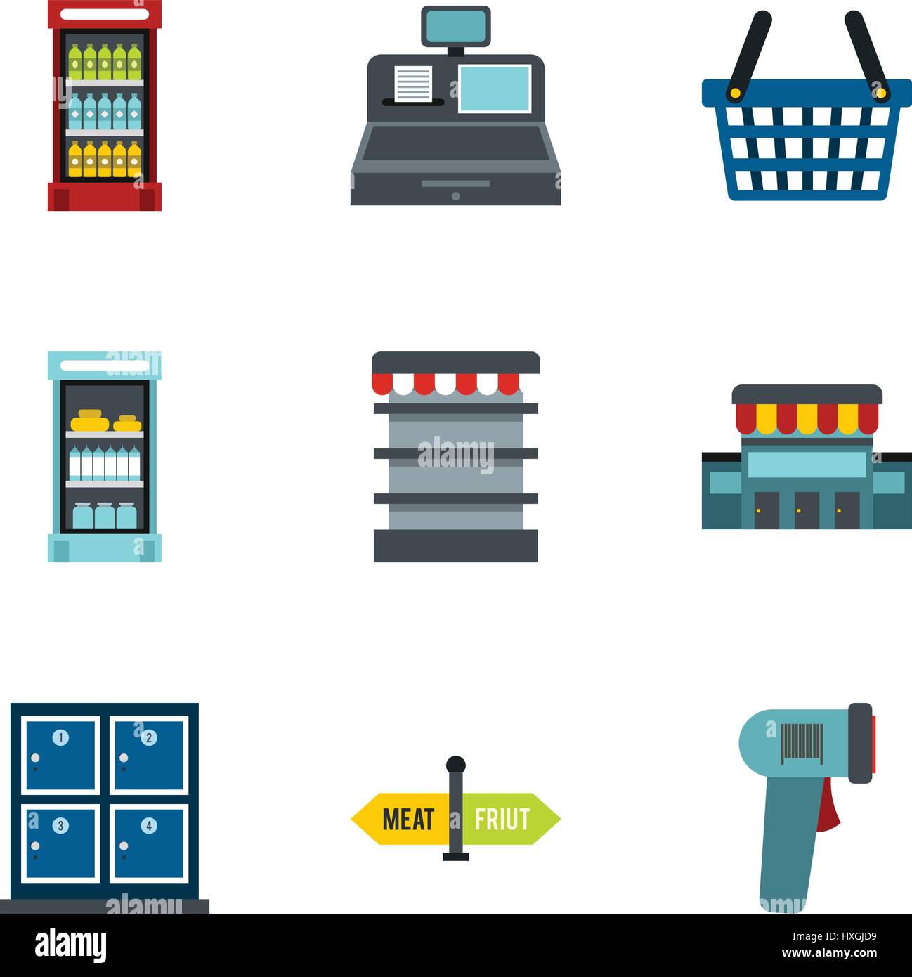 Market icons set, flat style Stock Vector Image & Art - Alamy