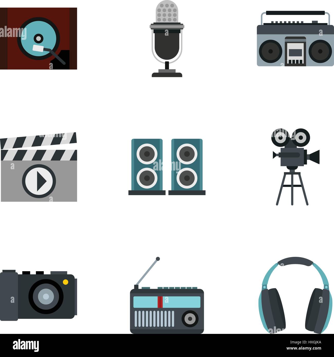 Broadcasting icons set, flat style Stock Vector Image & Art - Alamy