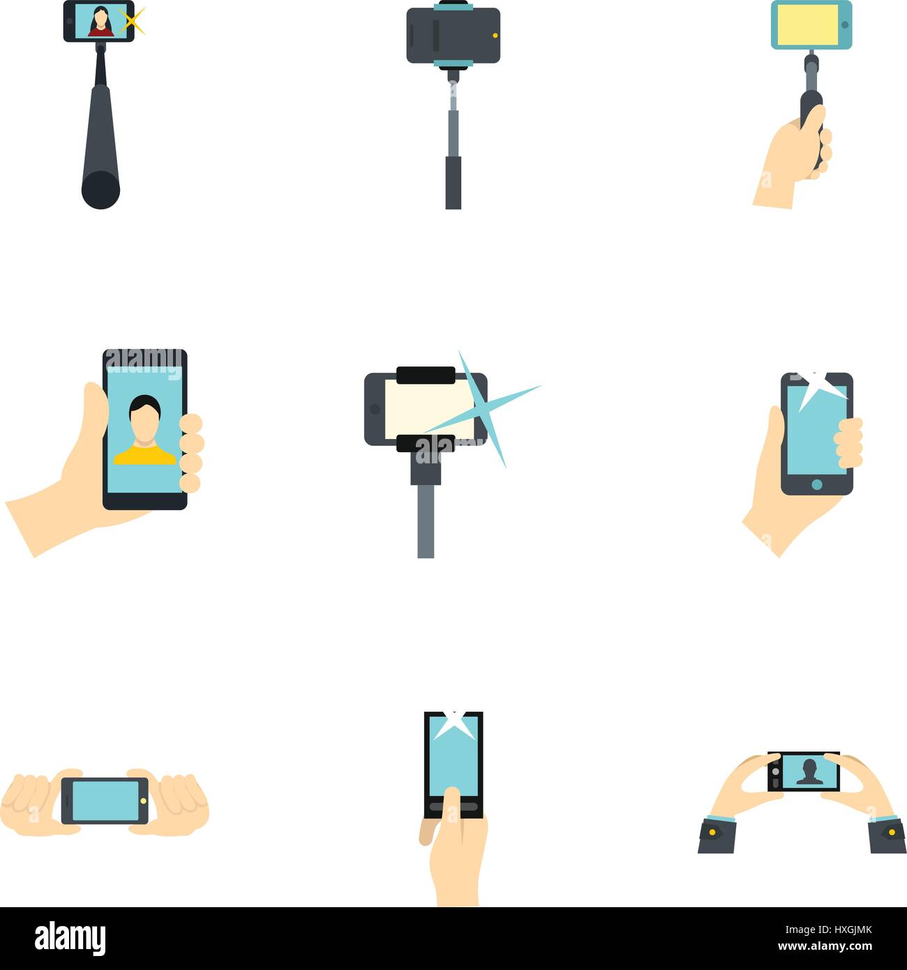 Selfie icons set, flat style Stock Vector Image & Art - Alamy