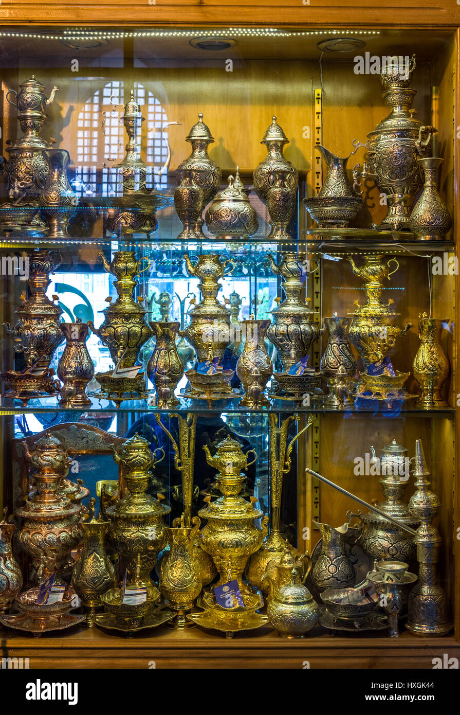 samovars for sale on Bazaar of Isfahan next to Naqsh-e Jahan Square ...