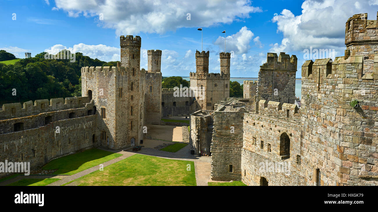 Caernarfon or Carnarvon Castle built in 1283 by King Edward I of ...