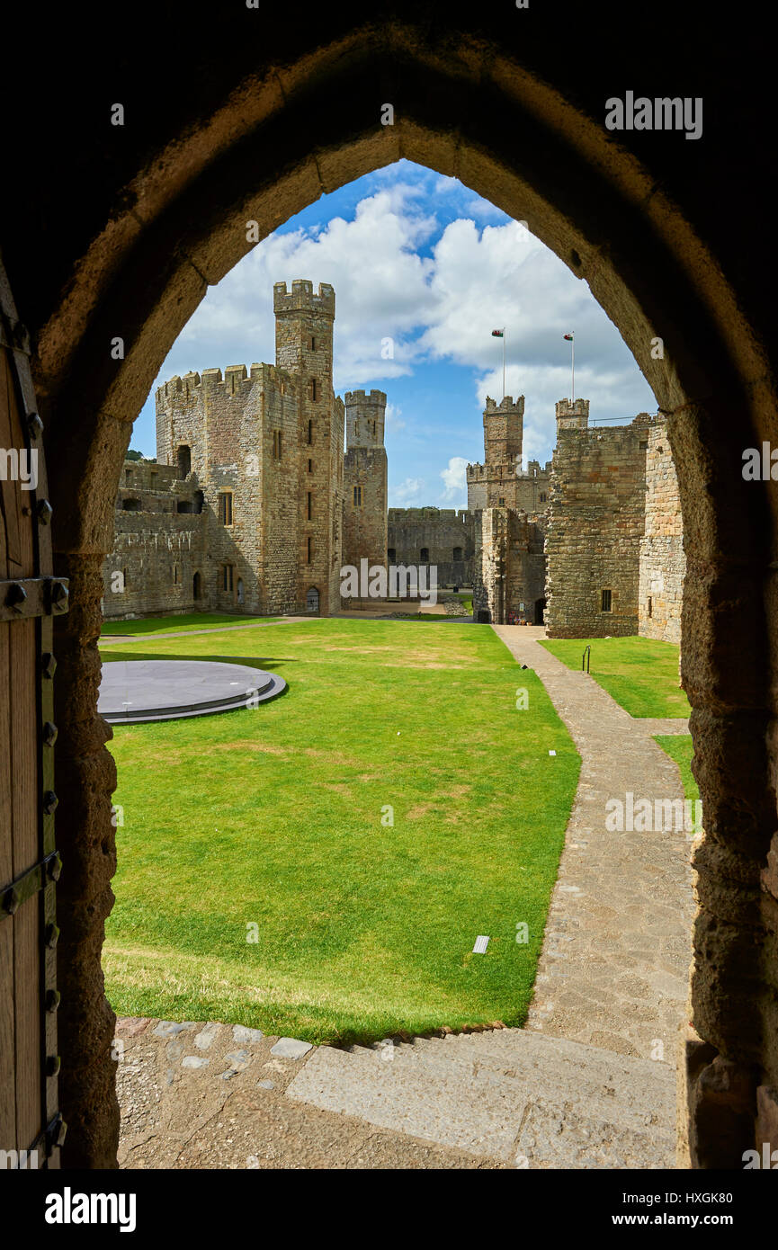 Caernarfon or Carnarvon Castle built in 1283 by King Edward I of ...