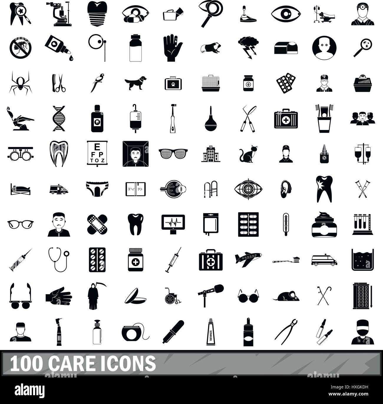 100 care icons set, simple style Stock Vector Image & Art - Alamy