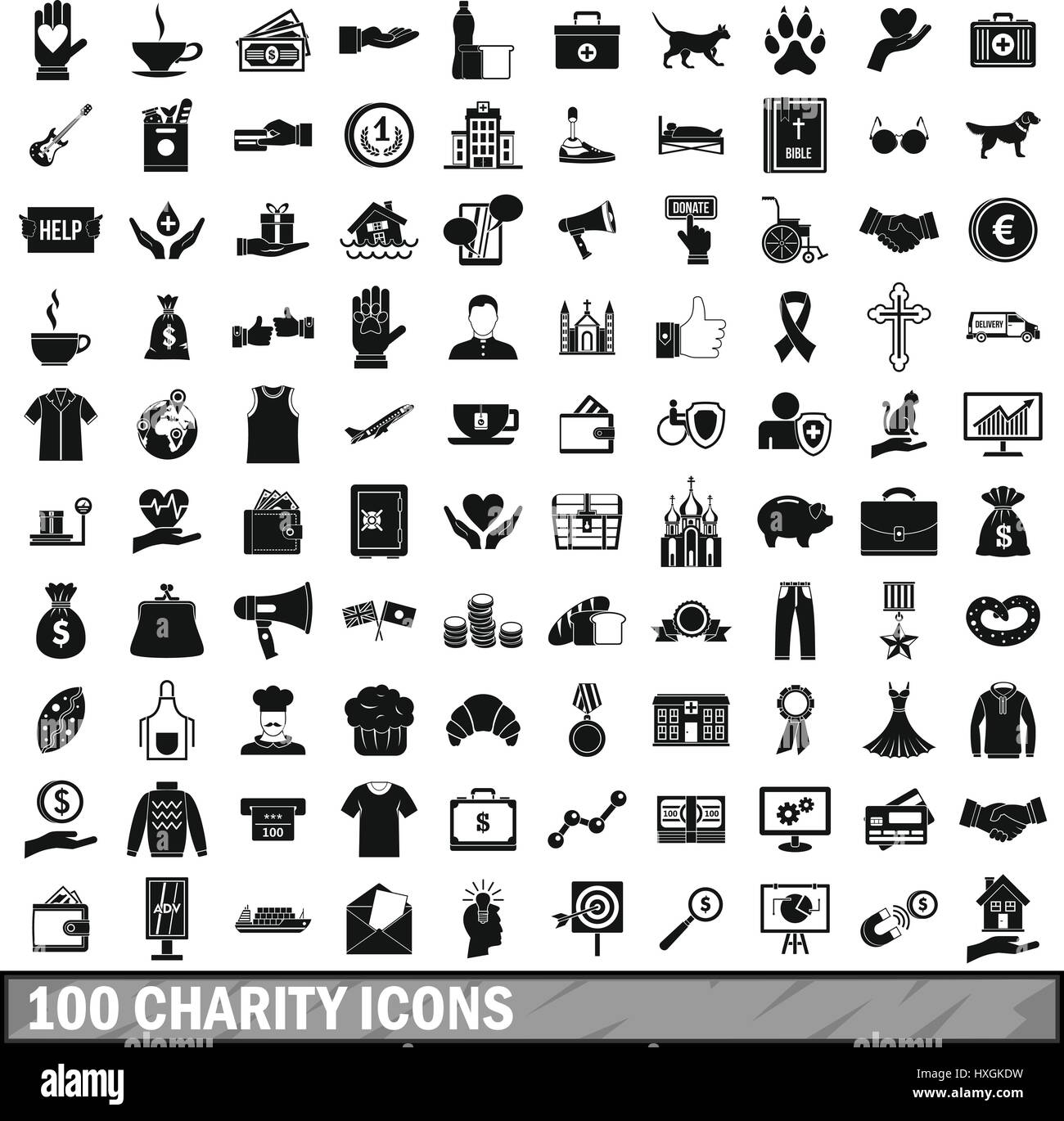 100 charity icons set, simple style Stock Vector Image & Art - Alamy