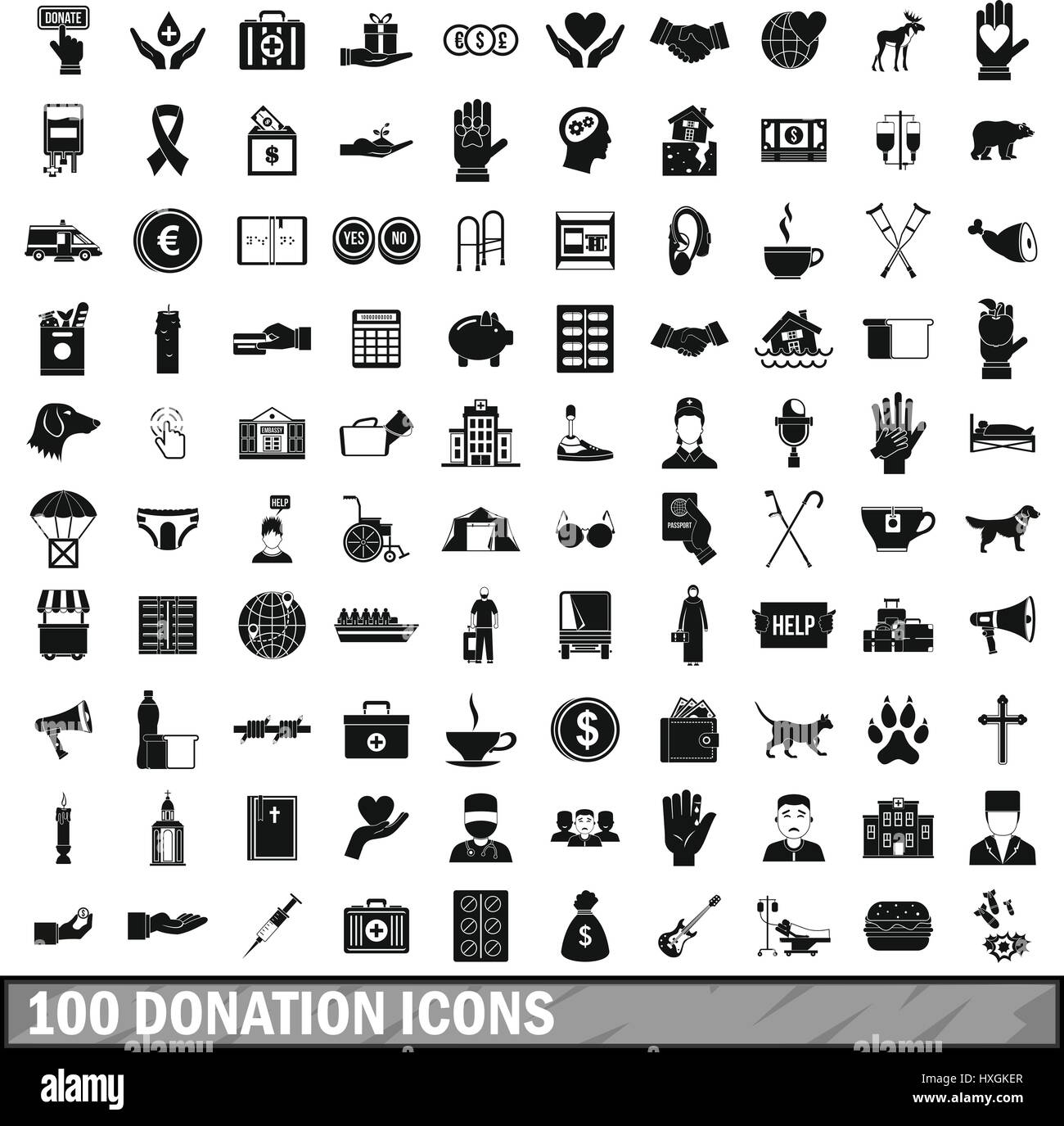 100 donation icons set, simple style Stock Vector Image & Art - Alamy