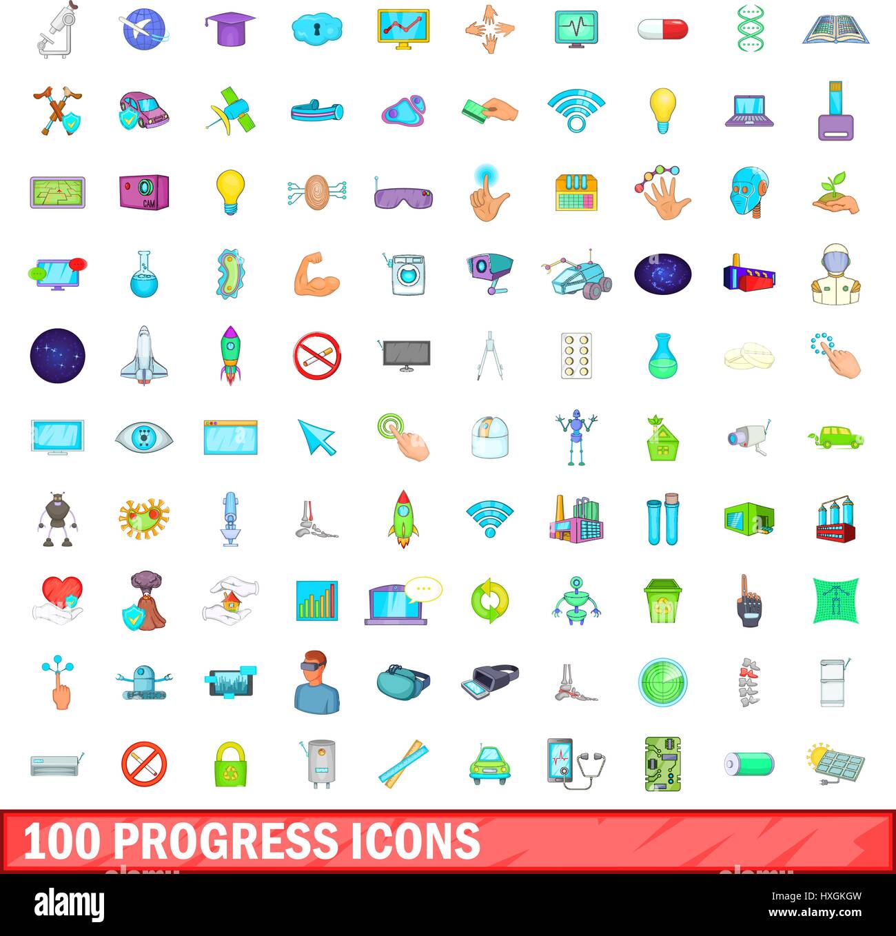 100 progress icons set, cartoon style Stock Vector Image & Art - Alamy