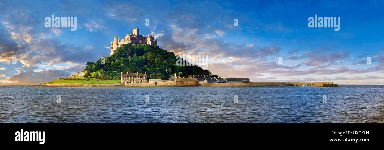 St Michael’s Mount tidal island, Mount's Bay, Cornwall, England, United ...