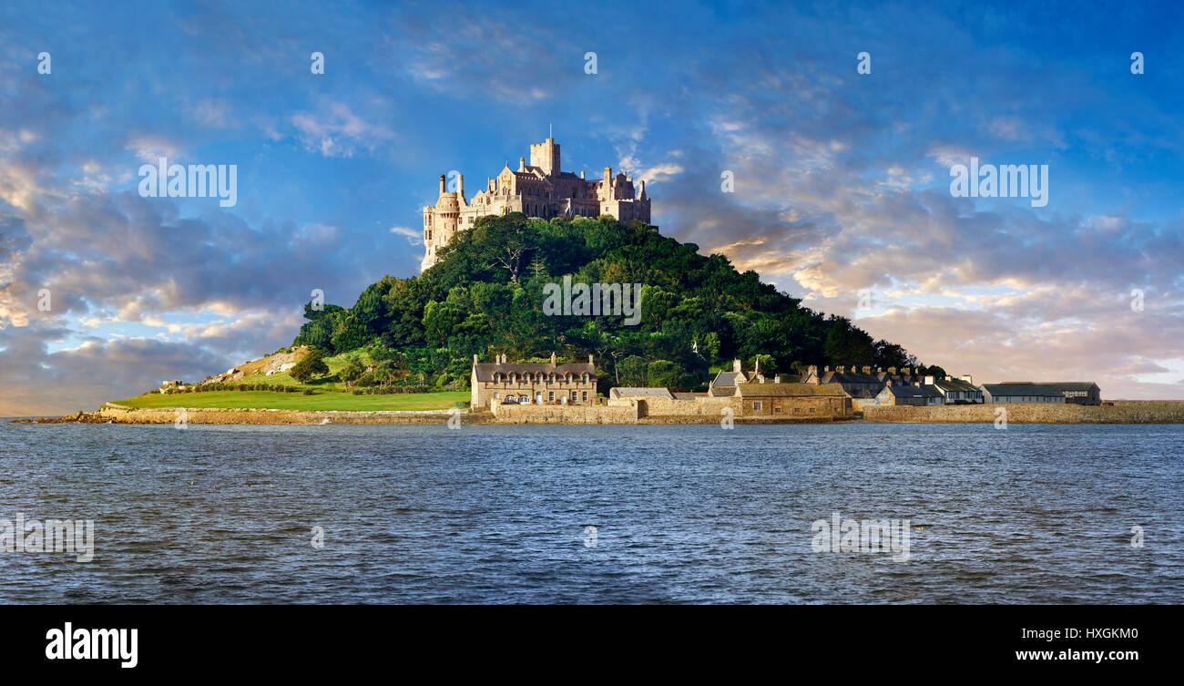 St Michael’s Mount tidal island, Mount's Bay, Cornwall, England, United ...