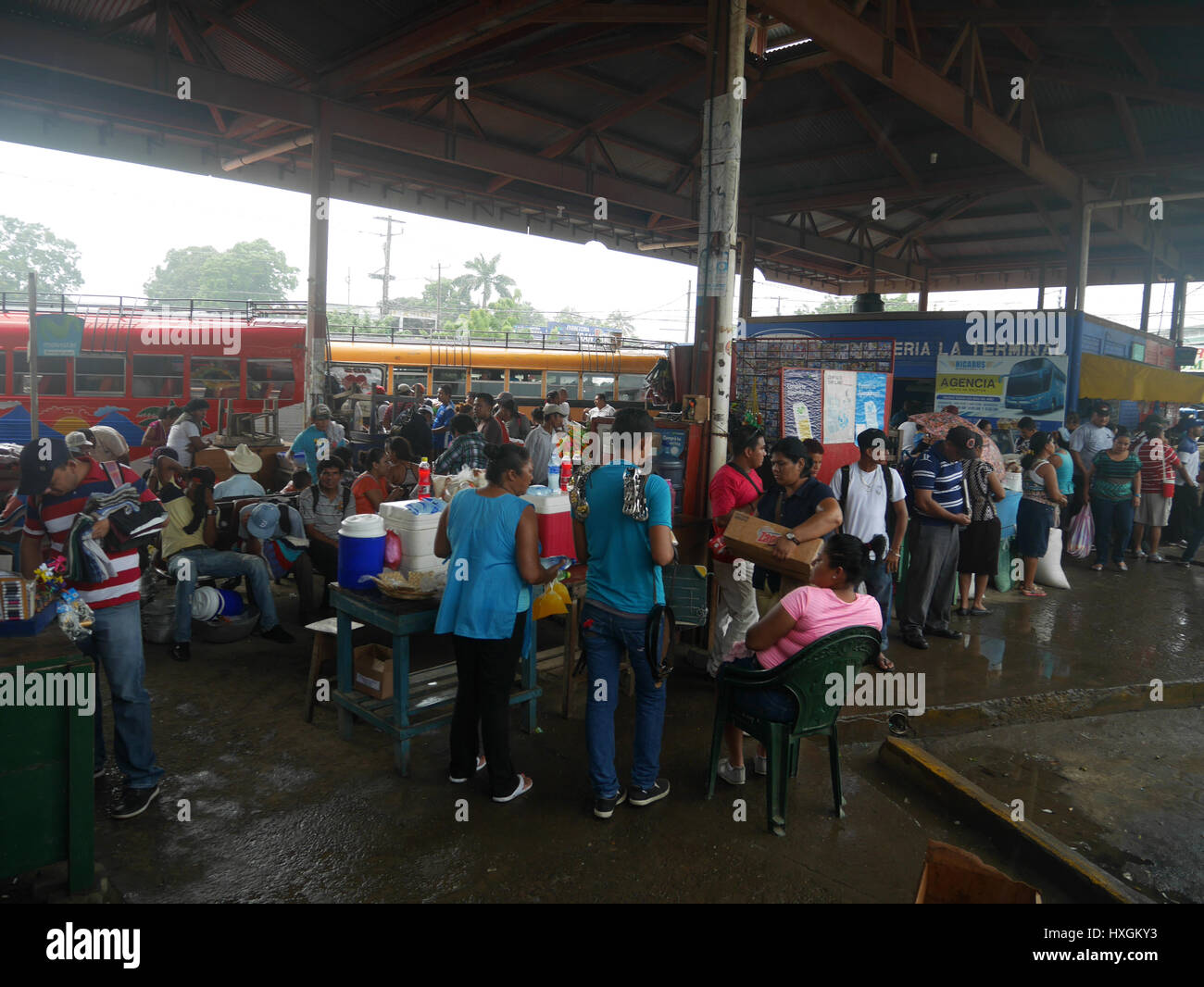 Local bus station in granada Nicaragua full of local people selling ...