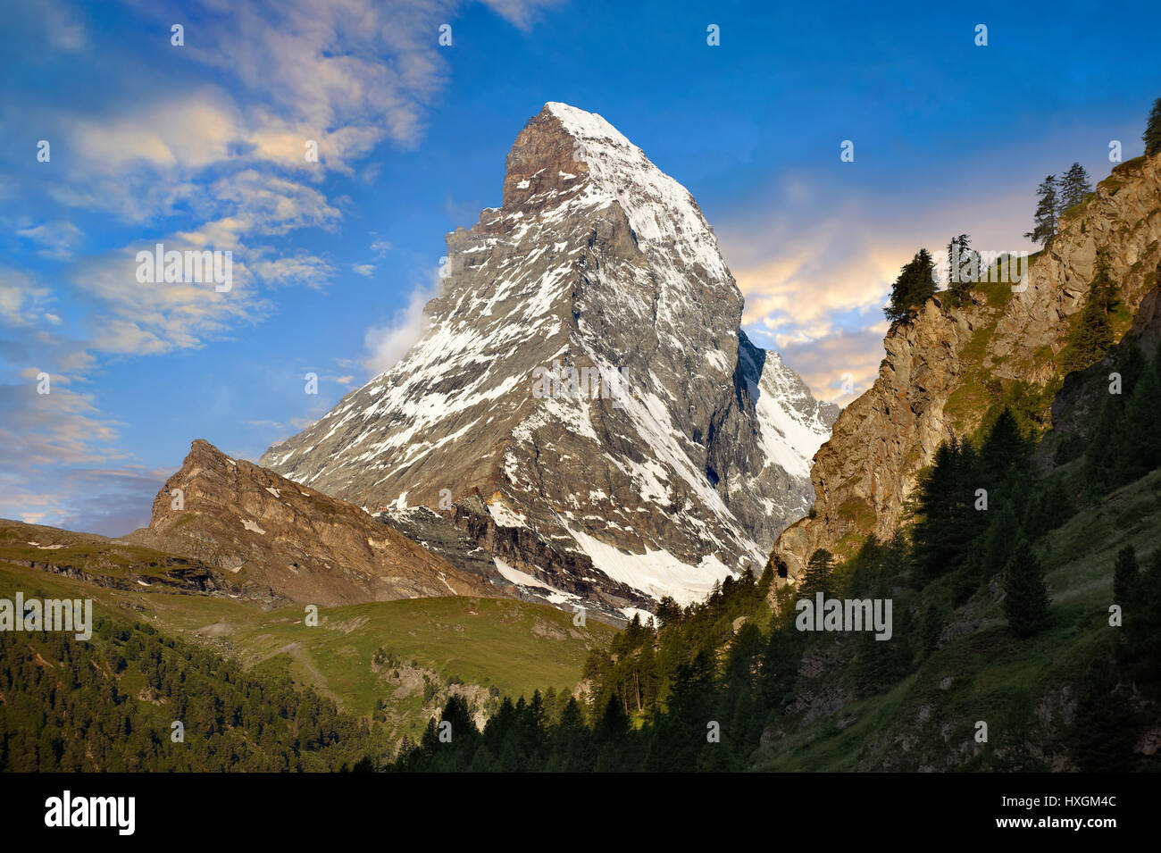 The Matterhorn or Monte Cervino mountain peak, Zermatt, Switzerland ...