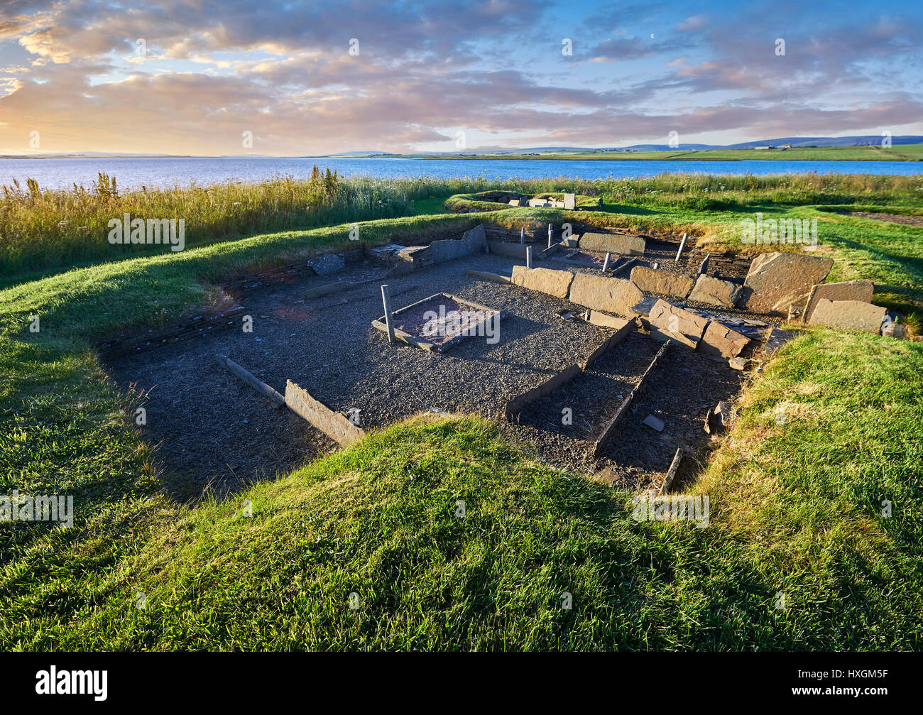 The recessed box beds and harth of one of the 8 houses of the Neolithic ...