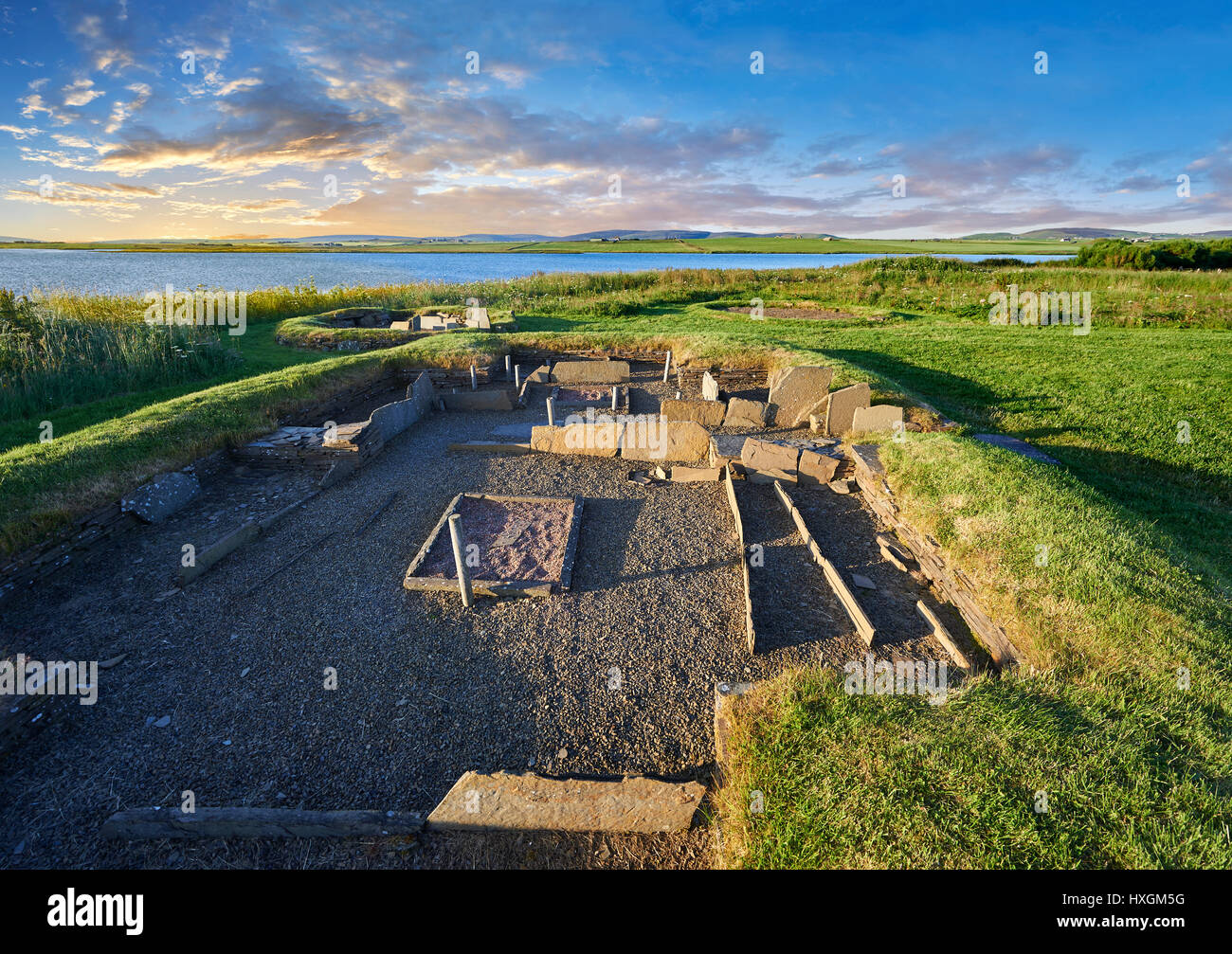 The recessed box beds and harth of one of the 8 houses of the Neolithic ...