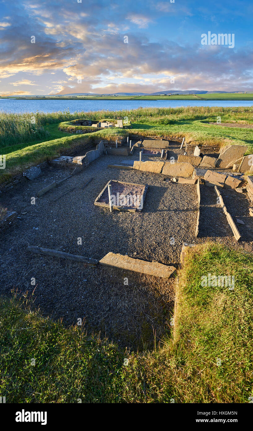 The recessed box beds and harth of one of the 8 houses of the Neolithic ...
