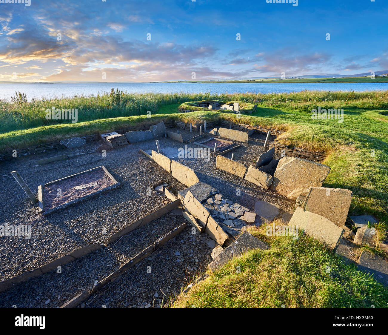 The recessed box beds and harth of one of the 8 houses of the Neolithic ...