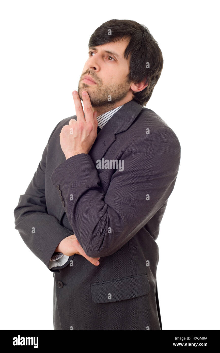 young business man thinking, isolated on white Stock Photo - Alamy