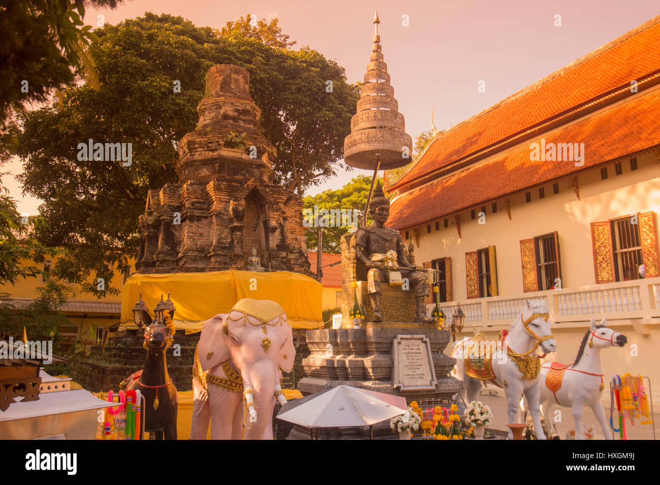 the wat Doi Ngam Muang in the city Chiang Rai in North Thailand Stock ...
