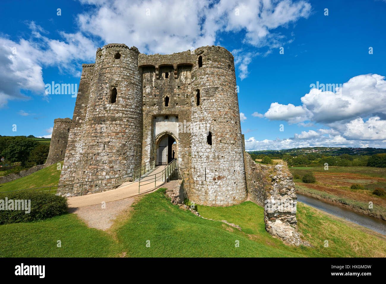 Gate towers of the Medieval Norman Kidwelly Castle, Kidwelly ...