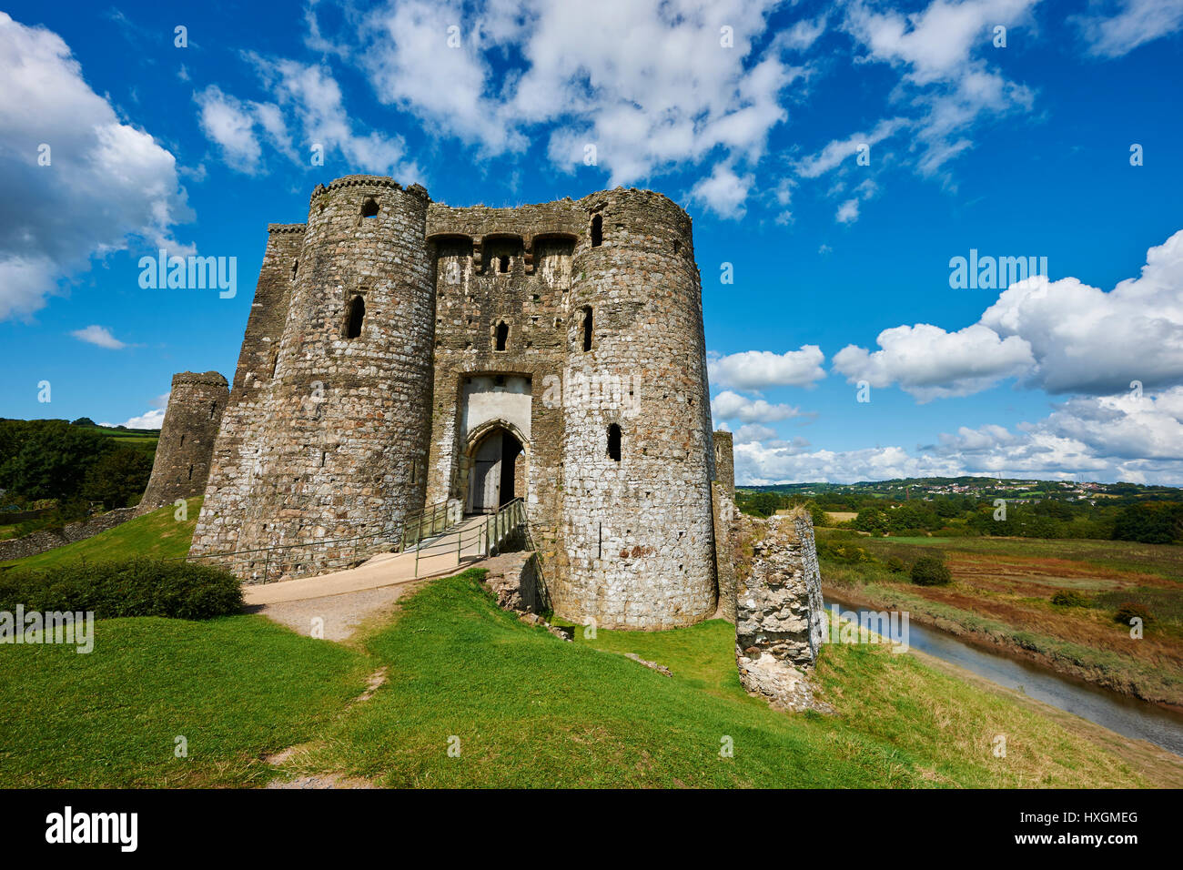 Gate towers of the Medieval Norman Kidwelly Castle, Kidwelly ...