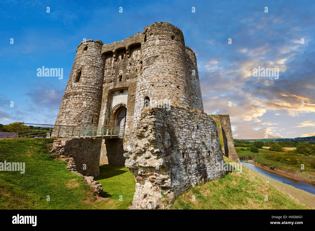 Gate towers of the Medieval Norman Kidwelly Castle, Kidwelly ...