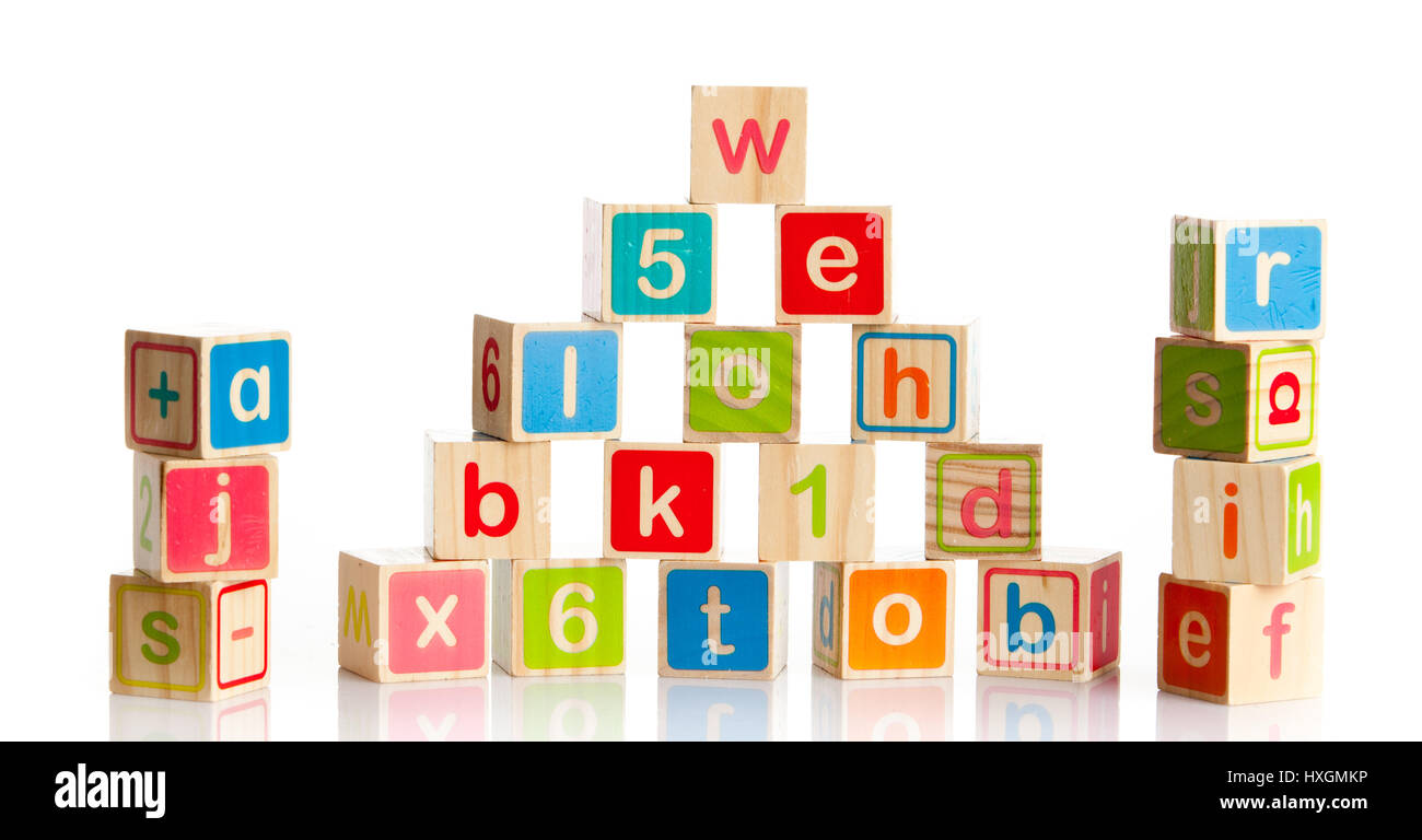 wooden toy cubes with letters. Wooden alphabet blocks Stock Photo - Alamy