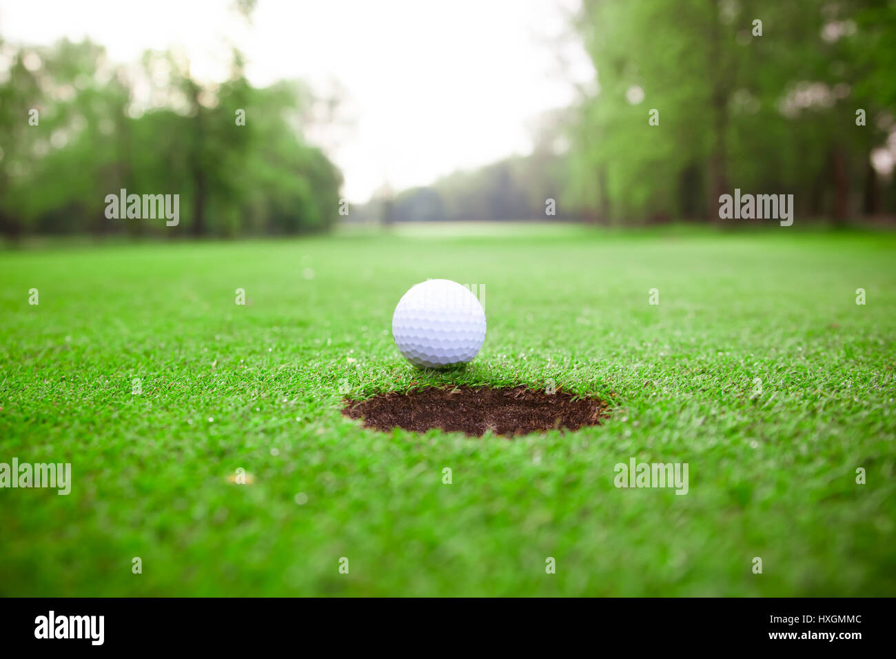 golf ball on lip of cup Stock Photo - Alamy
