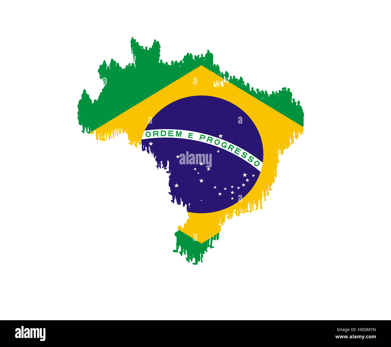 map of Brazil with national flag isolated on the white Stock Photo - Alamy