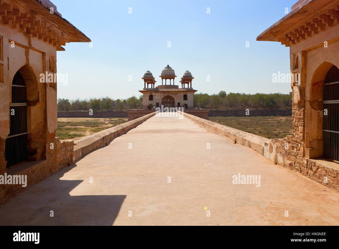 a stone walkway at the historical site of jal mahal in the rajasthan ...