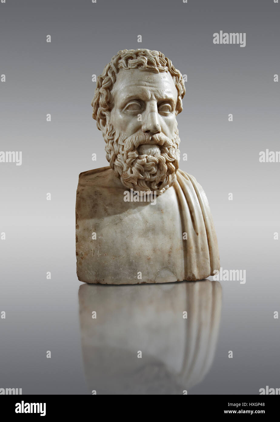 Roman marble sculpture bust of Greek philosopher Aeschines, 23BC to 14 ...