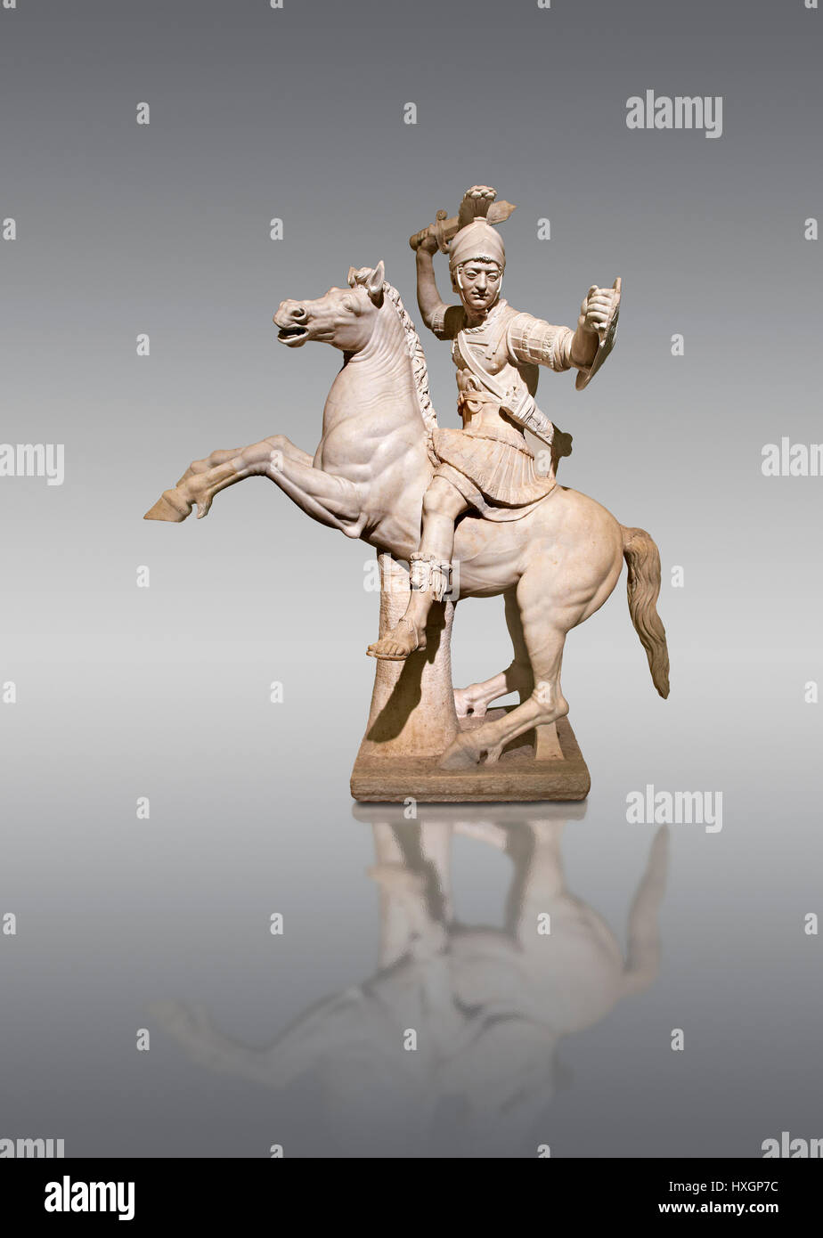 Roman marble sculpture of a warrior on horseback, a 2nd century AD, inv ...