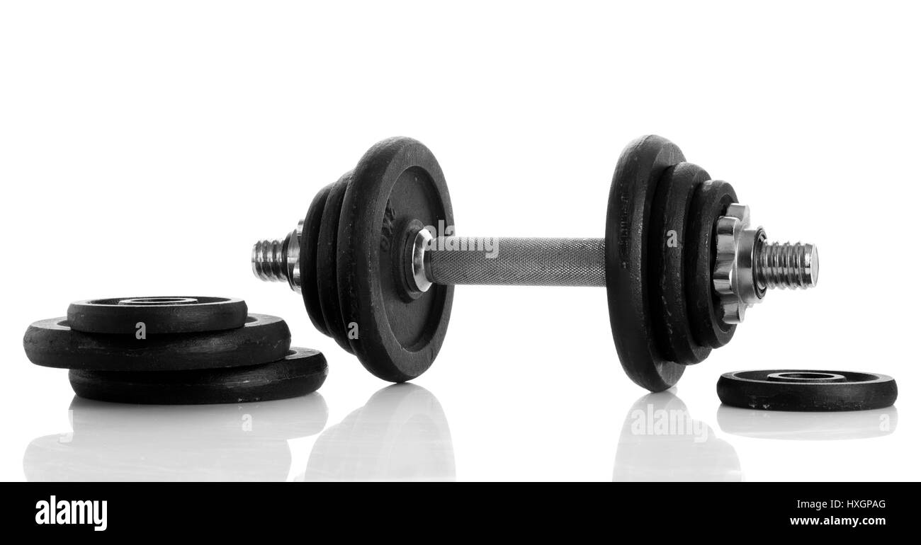 Silver dumbbell Black and White Stock Photos & Images - Alamy