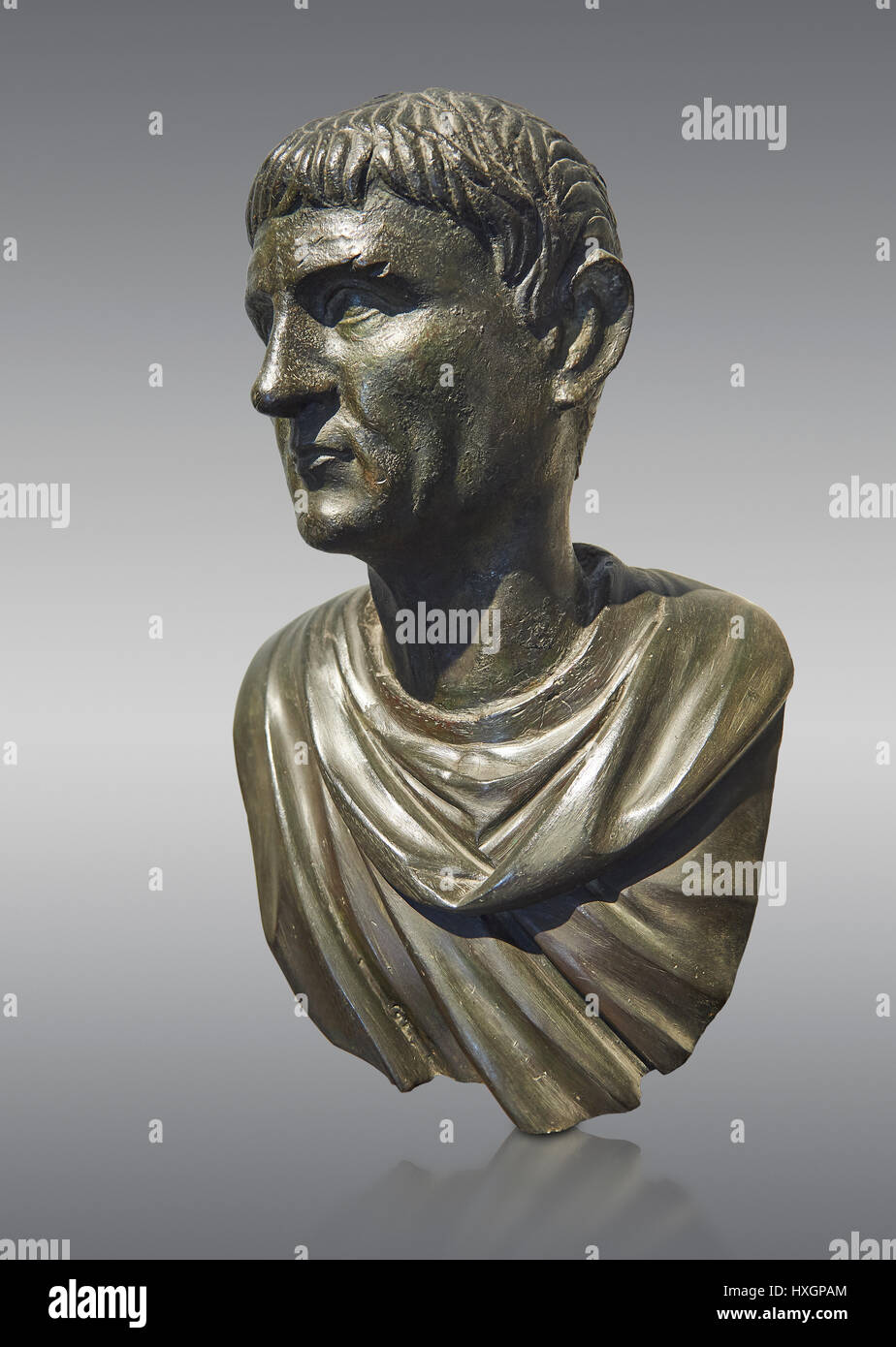 Roman Bronze sculpture bust known as 'Sylla" from the tablinium, Villa ...