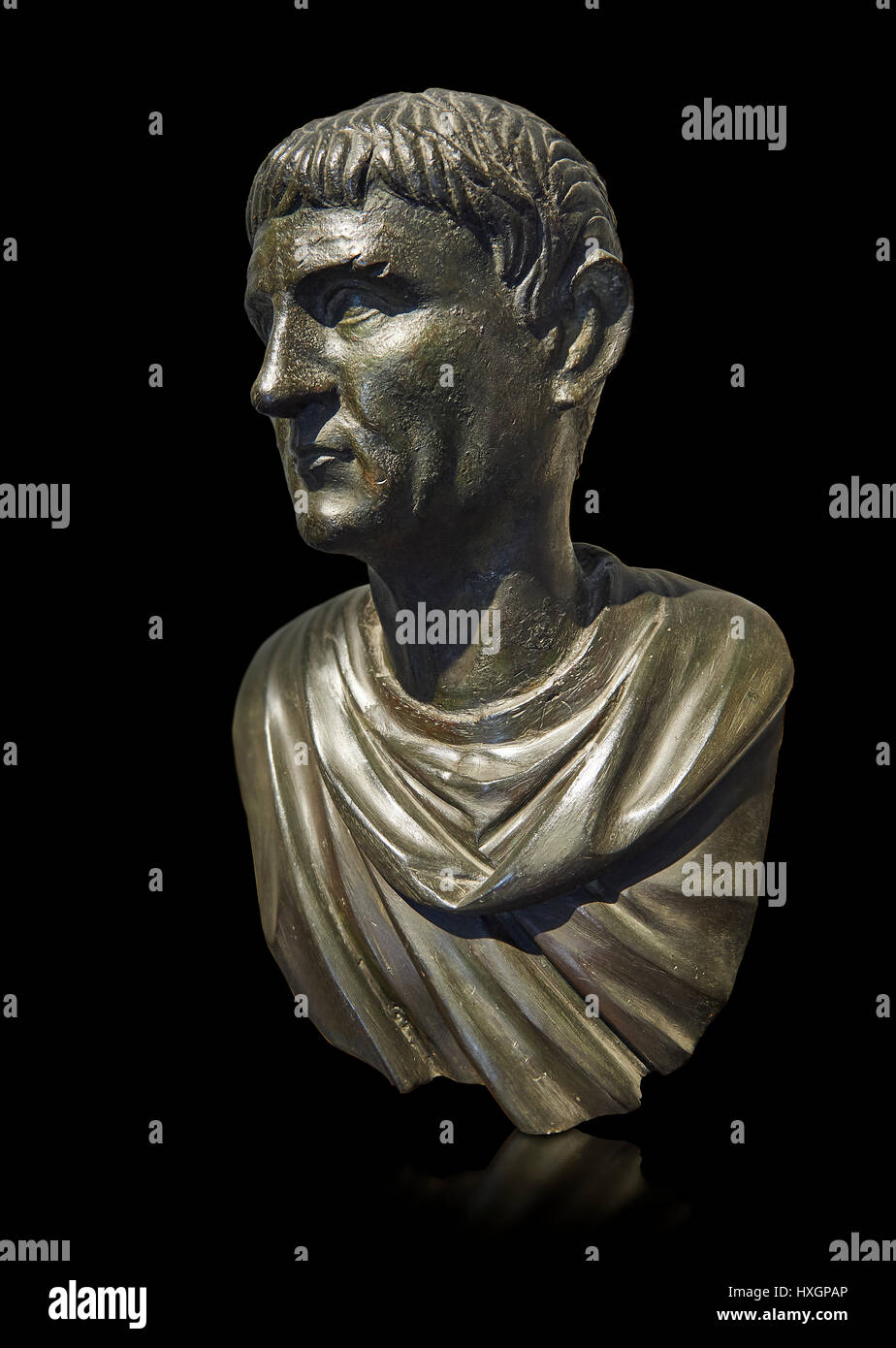 Roman Bronze sculpture bust known as 'Sylla" from the tablinium, Villa ...
