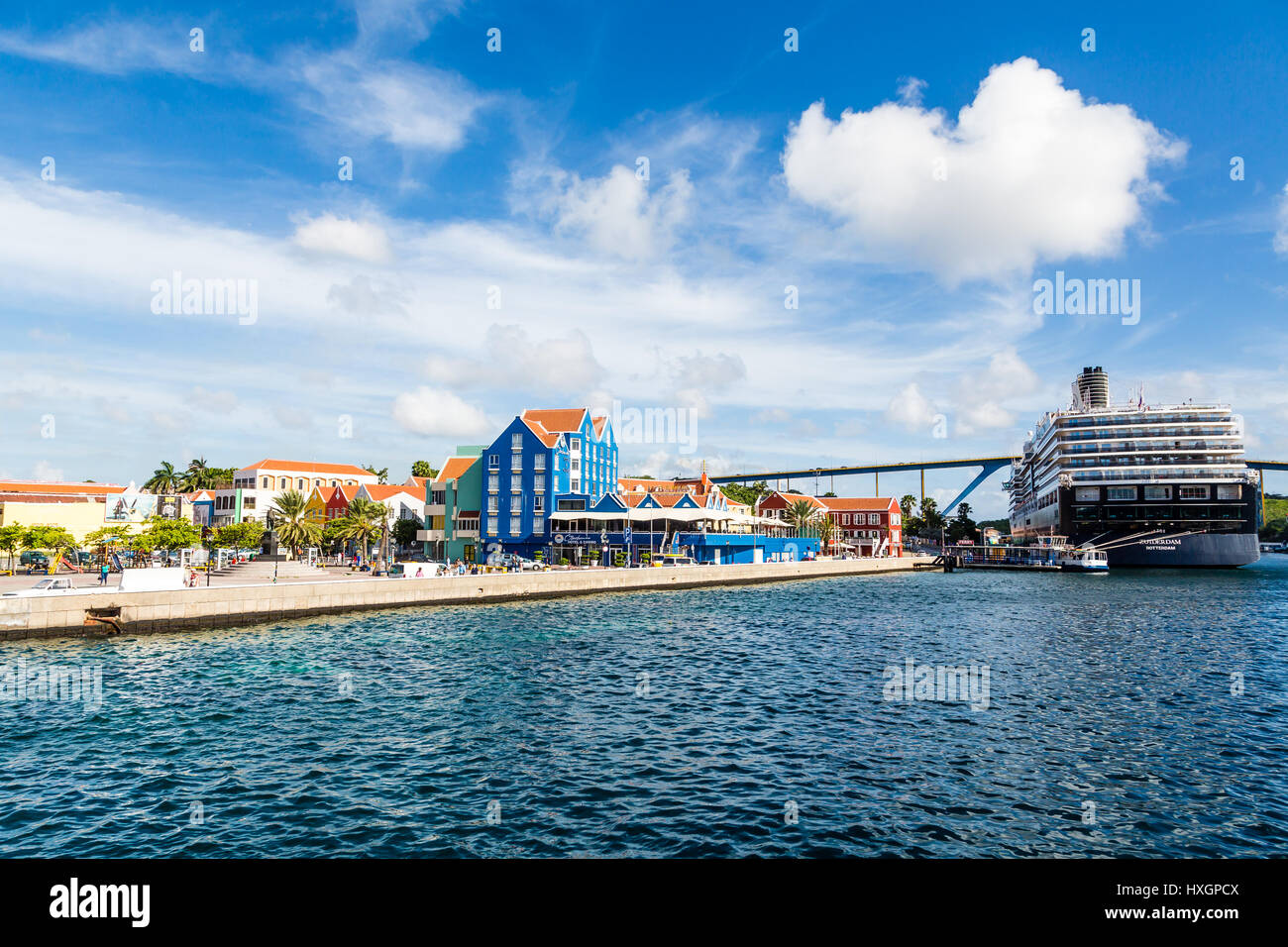 Blue Cruise Ship in Curacao Stock Photo - Alamy