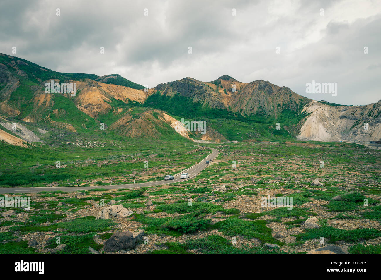 Beautiful mountain road at Mt. Azuma,Fukushima Prefecture,Japan Stock ...