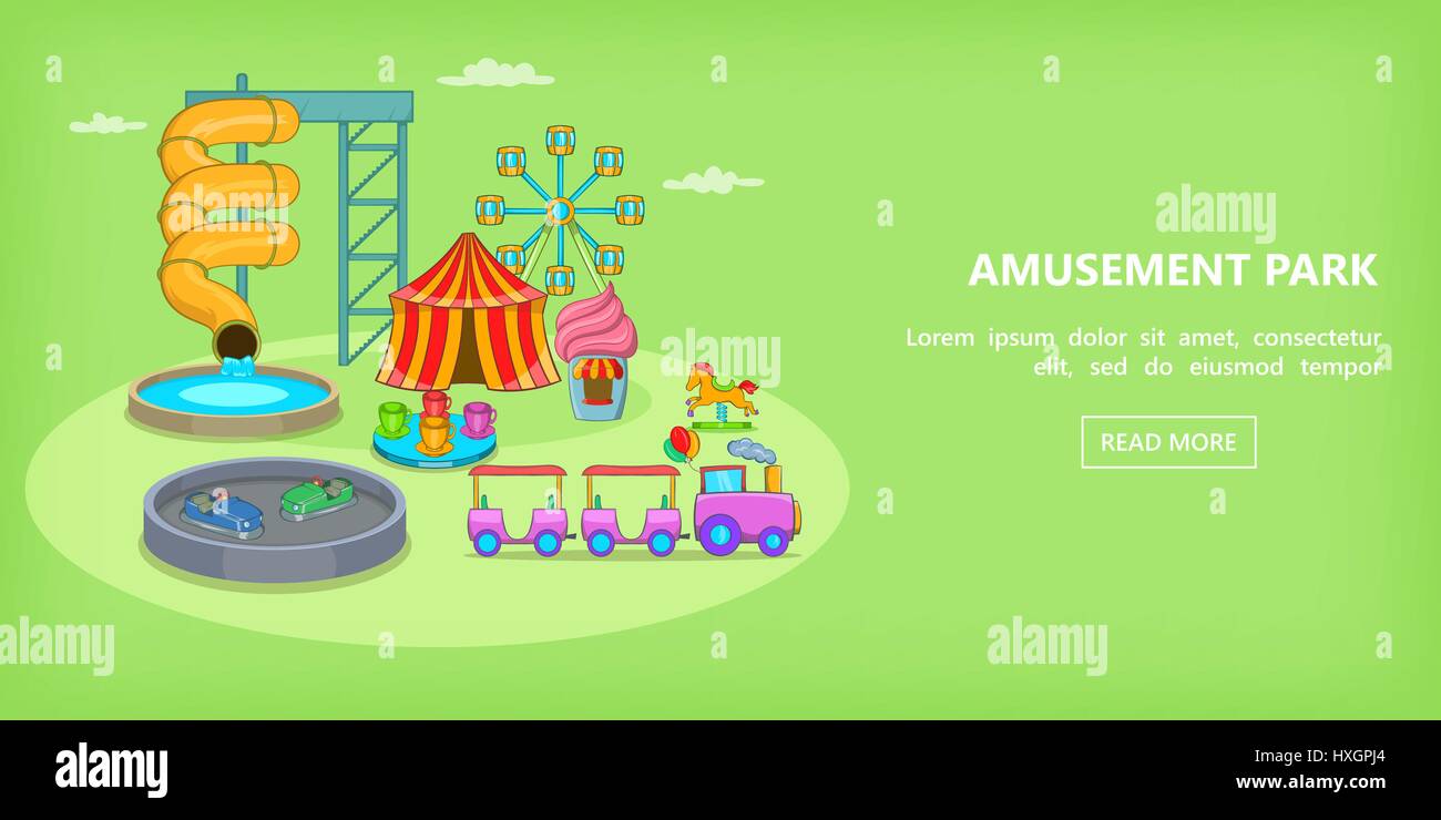 Amusement games horizontal banner, cartoon style Stock Vector Image ...