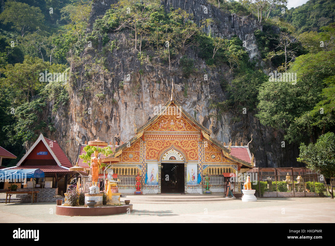 the wat tham pla or monkey cave temple near the town of Mae Sai in ...