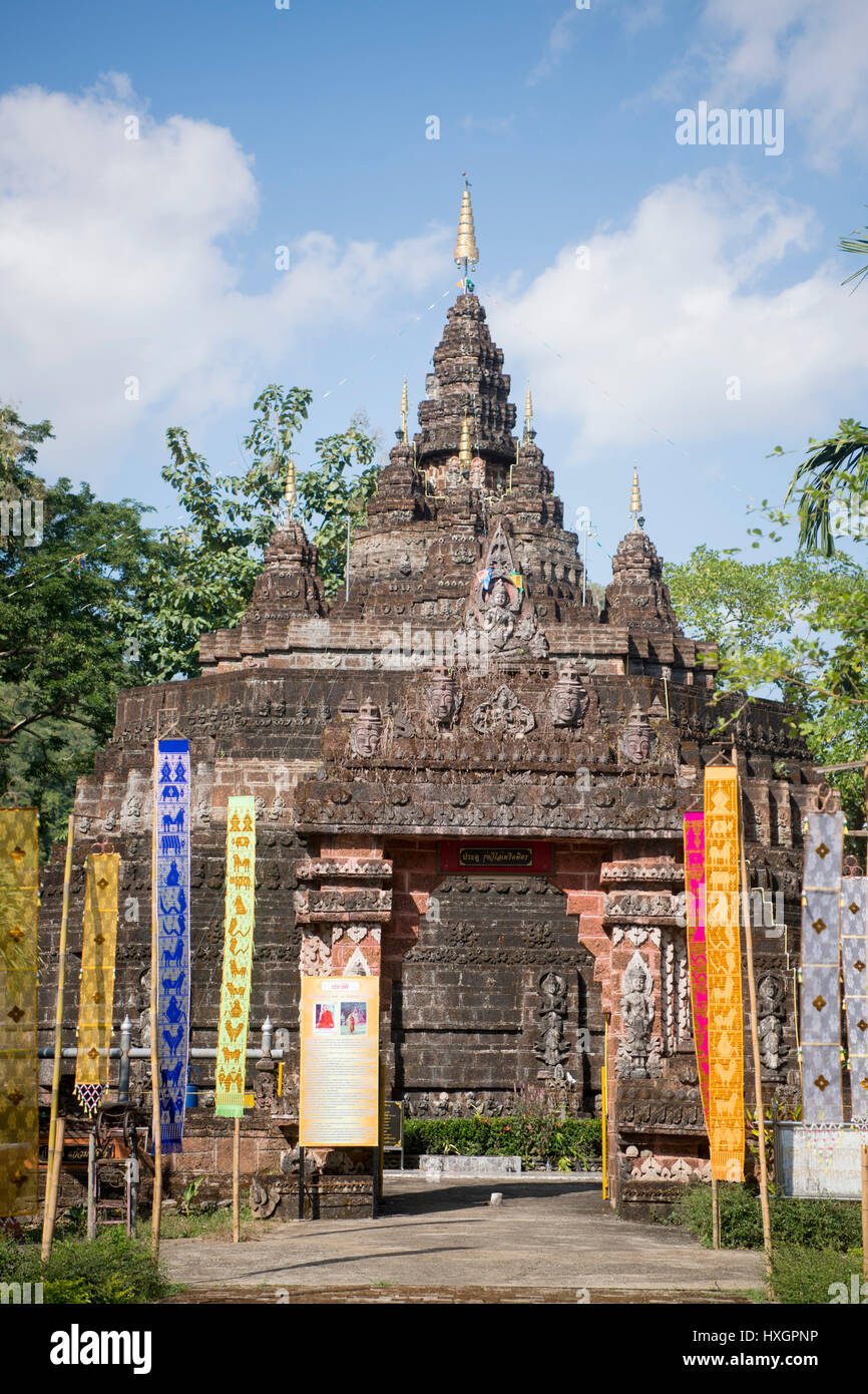 the wat tham pla or monkey cave temple near the town of Mae Sai in ...