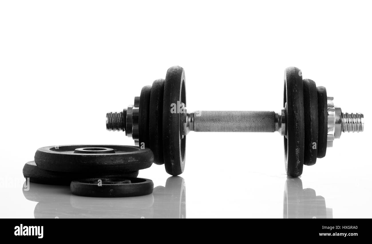 Dumbbell isolated on white Stock Photo - Alamy