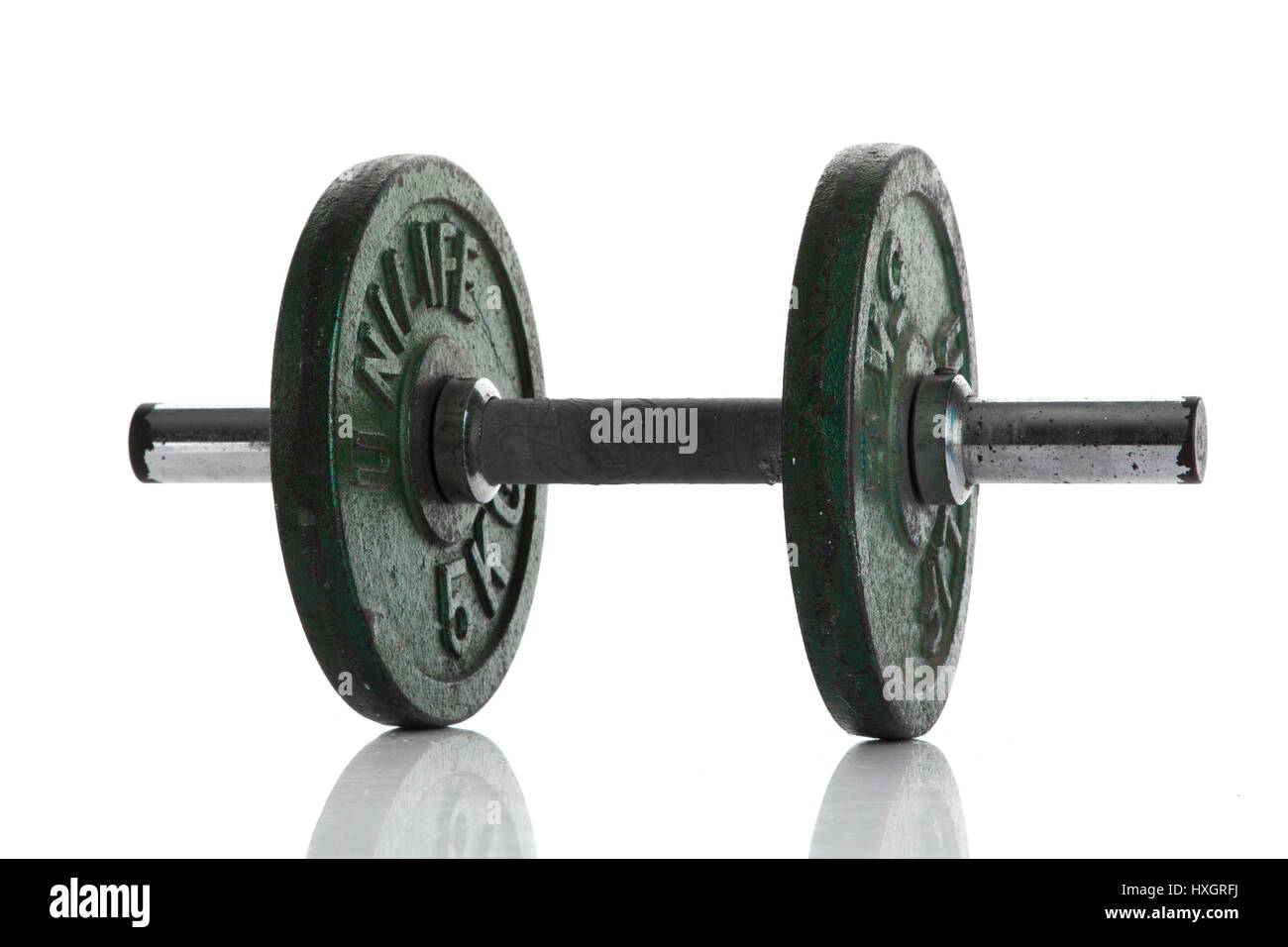 Dumbbell isolated on white Stock Photo - Alamy