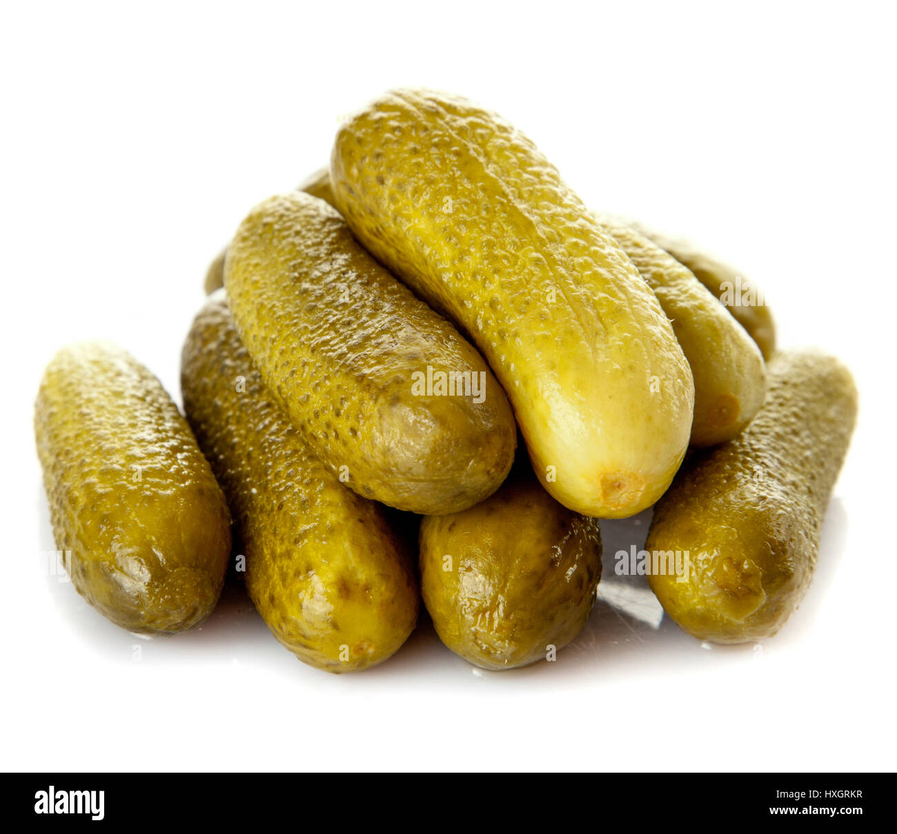 pickled cucumbers. Gherkins on a white background Stock Photo - Alamy