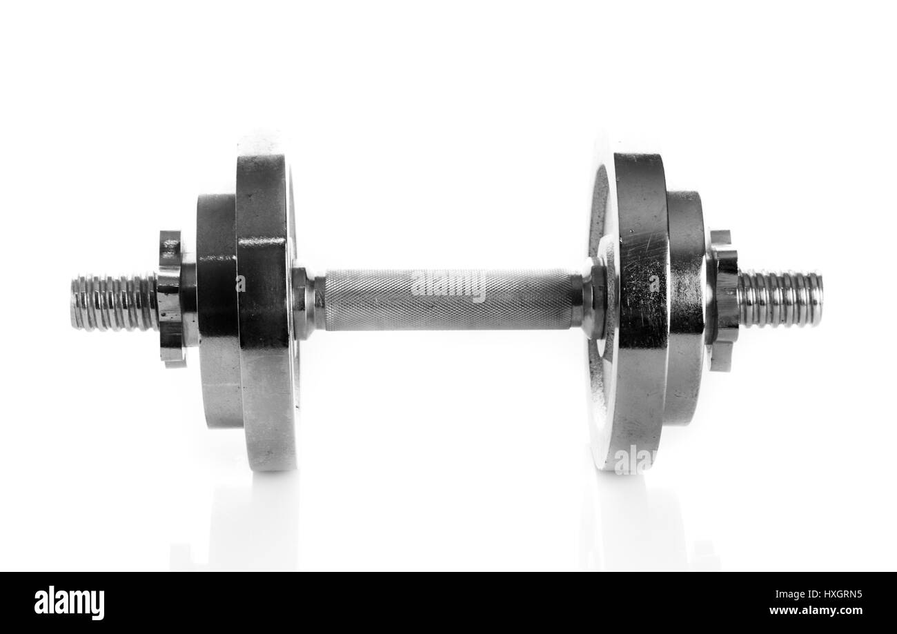 Dumbbell isolated on white Stock Photo - Alamy