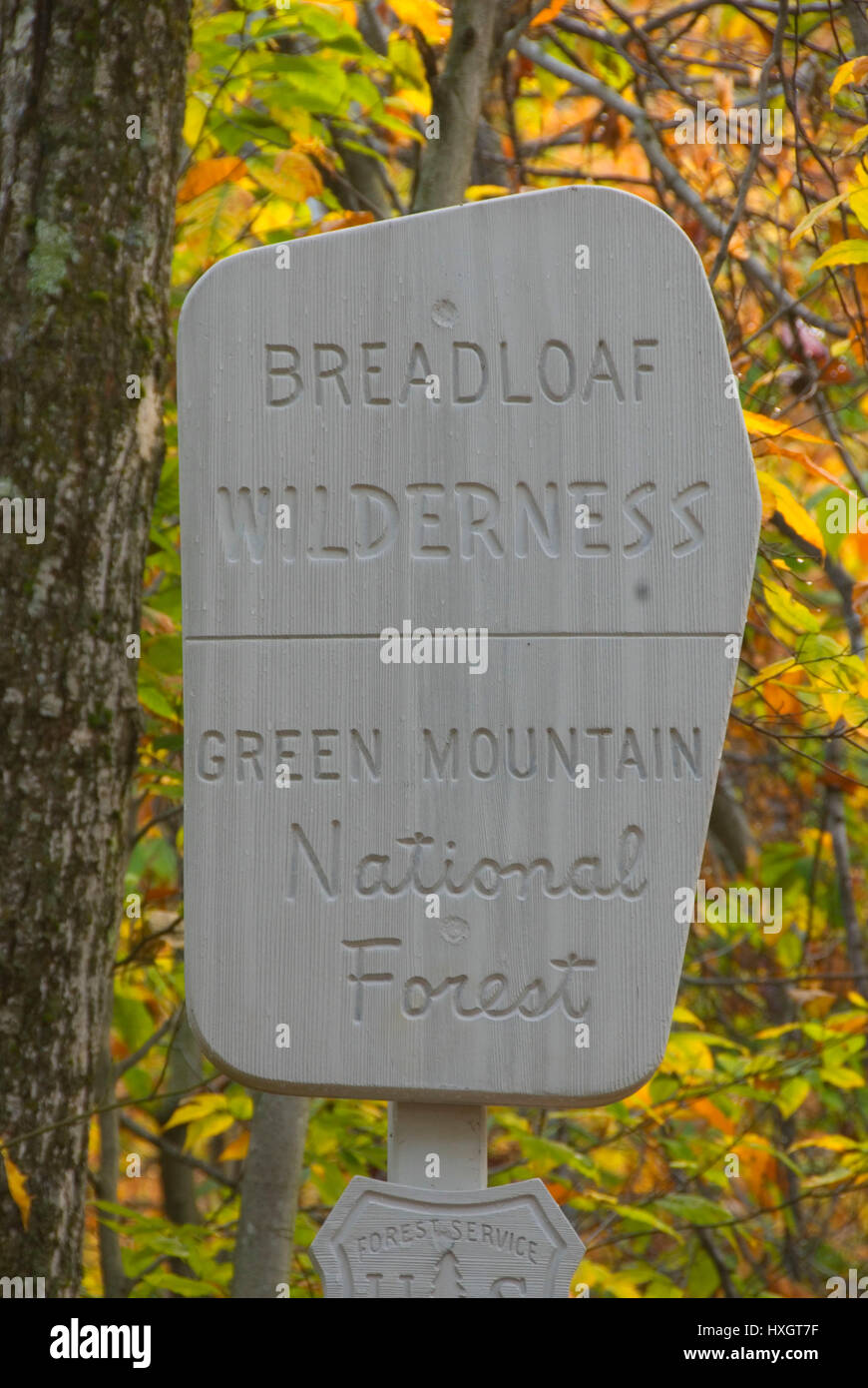 Wilderness boundary sign, Breadloaf Wilderness, Green Mountain National ...