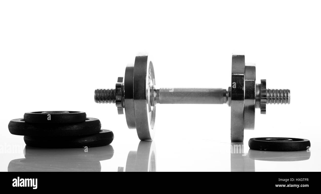 Dumbbell isolated on white Stock Photo - Alamy